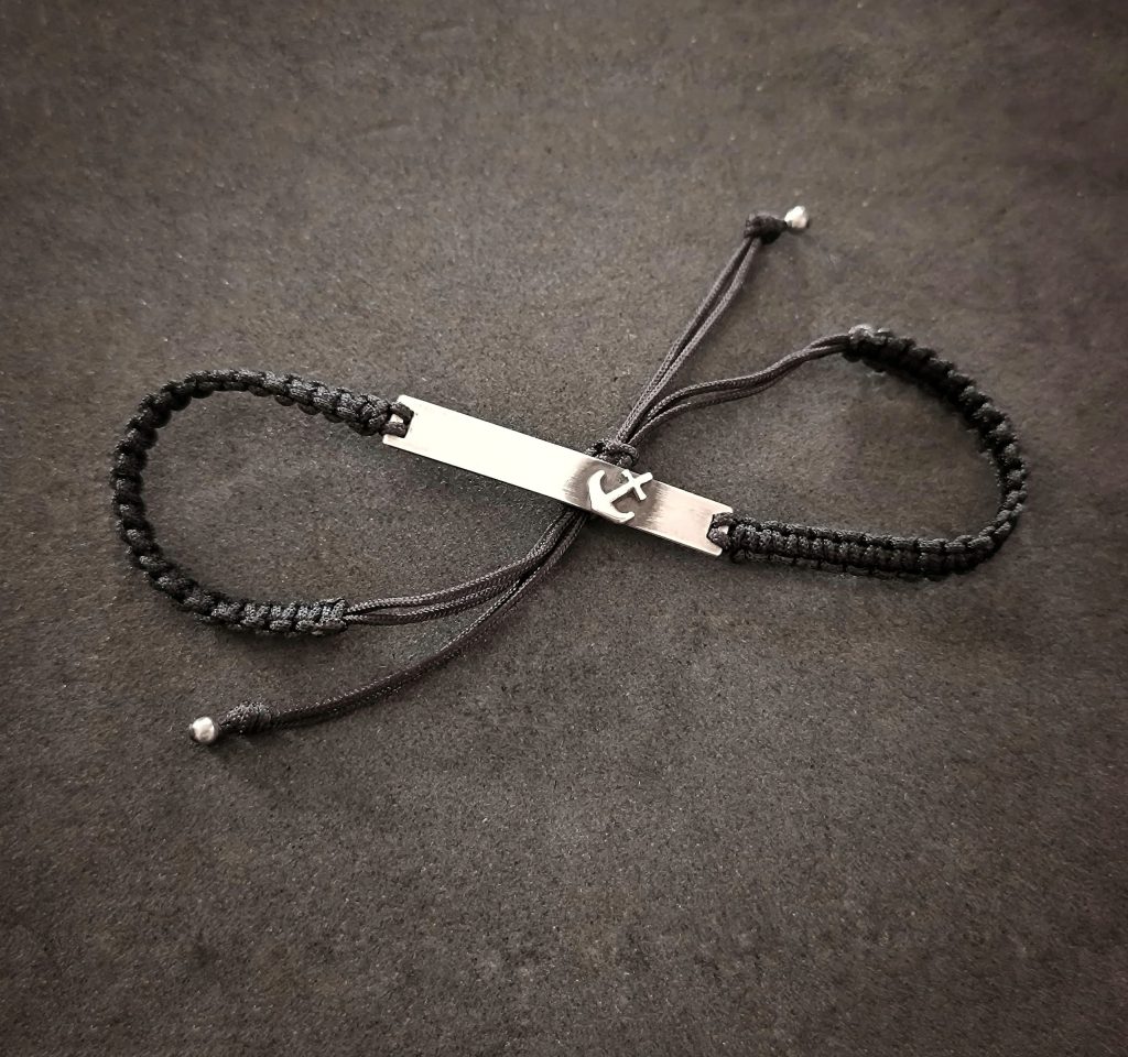 Anchor silver bar bracelet - Handmade In Cyprus