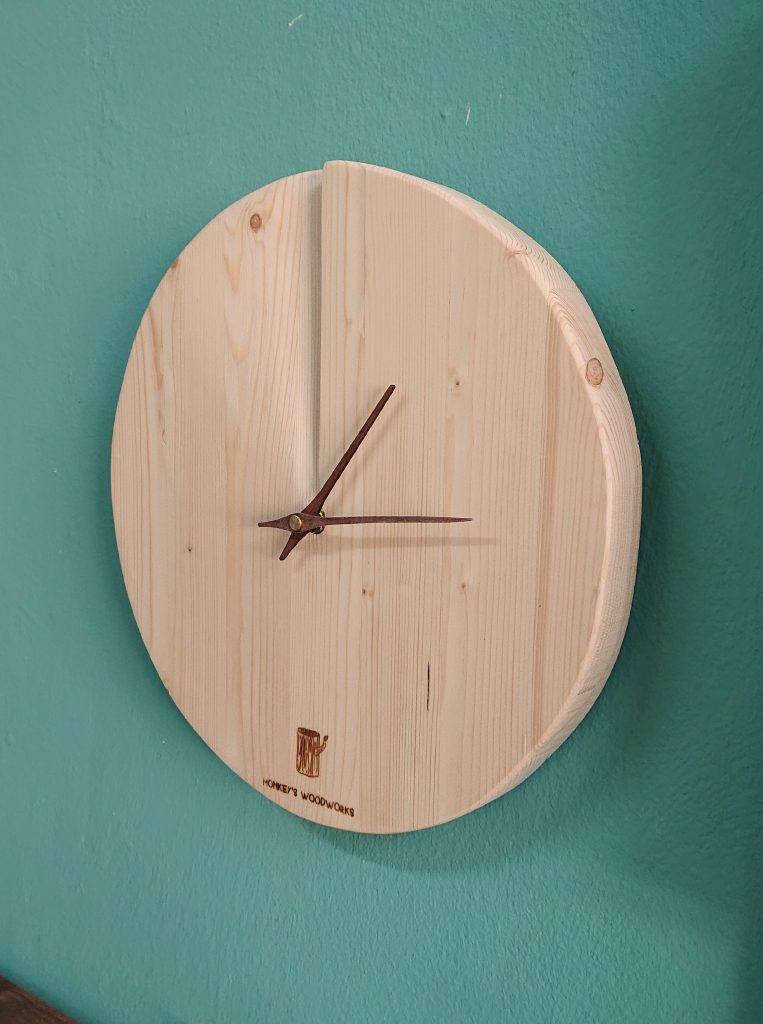 Natural, circular fir wood, minimalist wall clock - Handmade In Cyprus