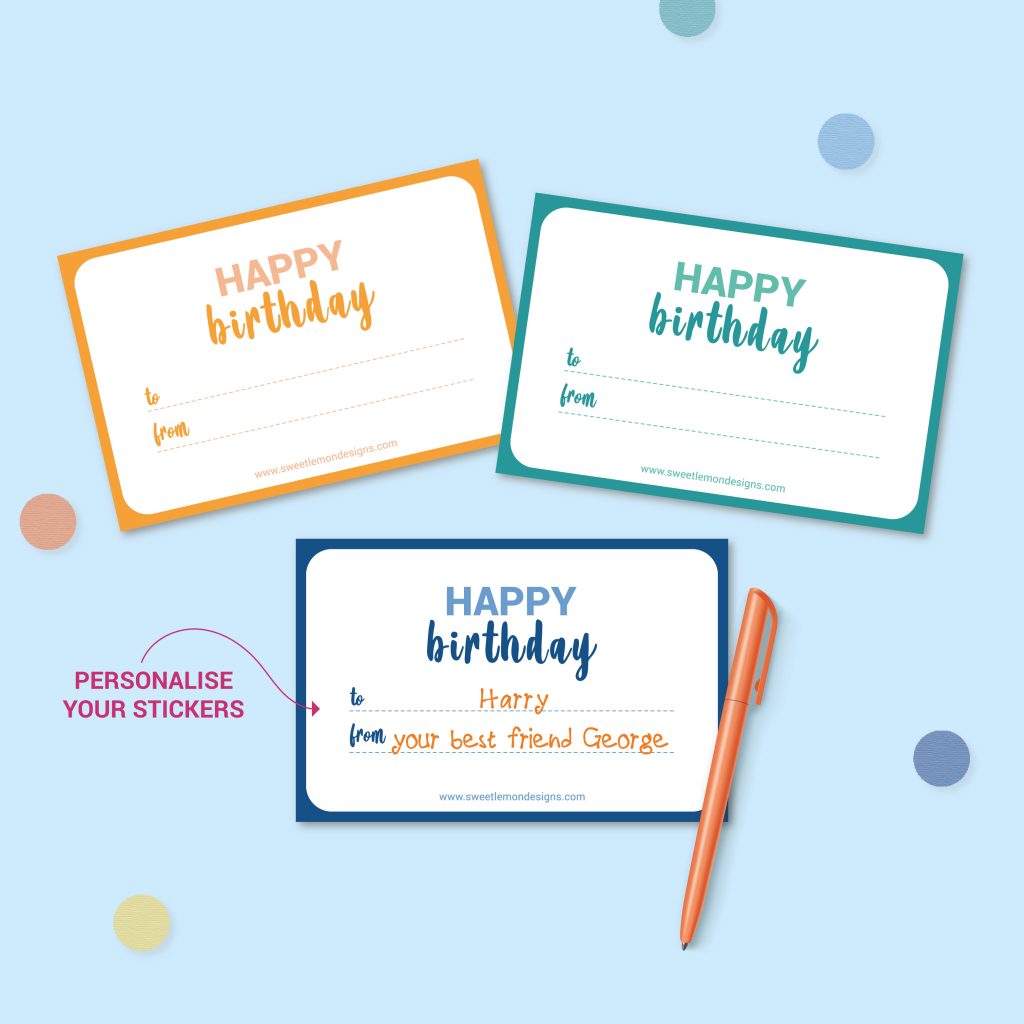 20 Happy Birthday Sticker Labels - Handmade In Cyprus